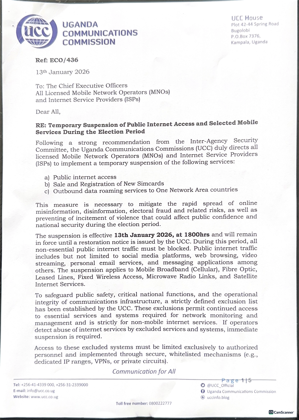 Shutdown - Uganda - Internet Society Pulse